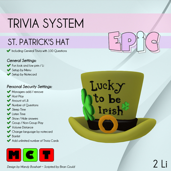 Second Life Marketplace - [EPIC Trivia System] St. Patrick's Hat (ADD ME)